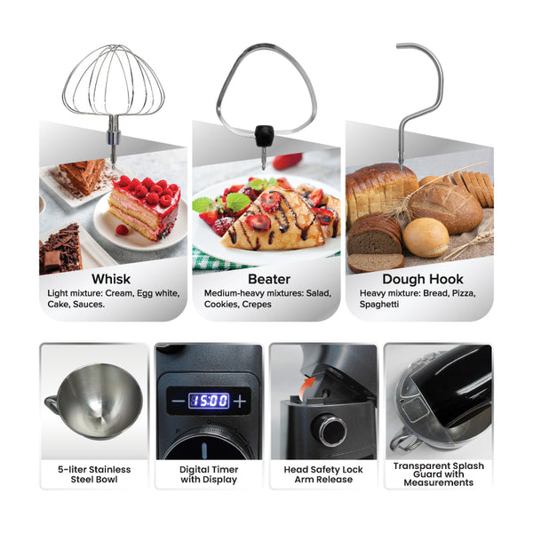 American Heritage Mix Whizzard 5-Liter Stand Mixer AHSMX-6333 ...