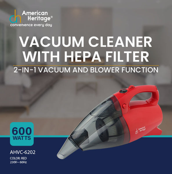American Heritage Handy Vacuum Cleaner with HEPA Filter AHVC-6202 ...